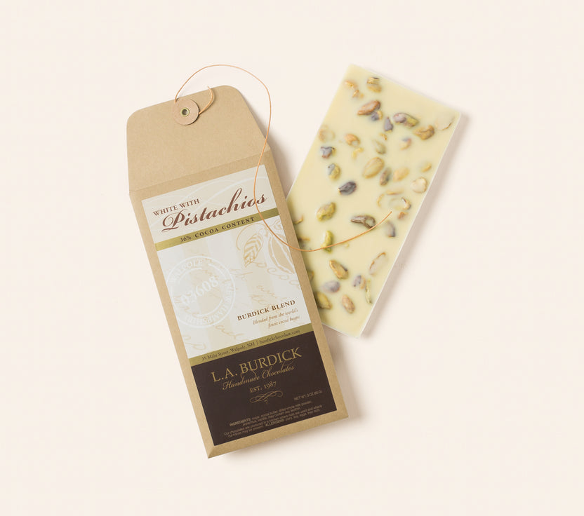 White Chocolate Bar With Pistachios | L.A. Burdick Chocolates